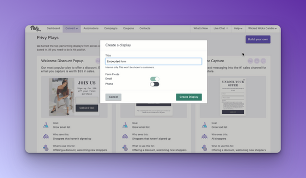 How to Create an Embedded Form Display on Privy